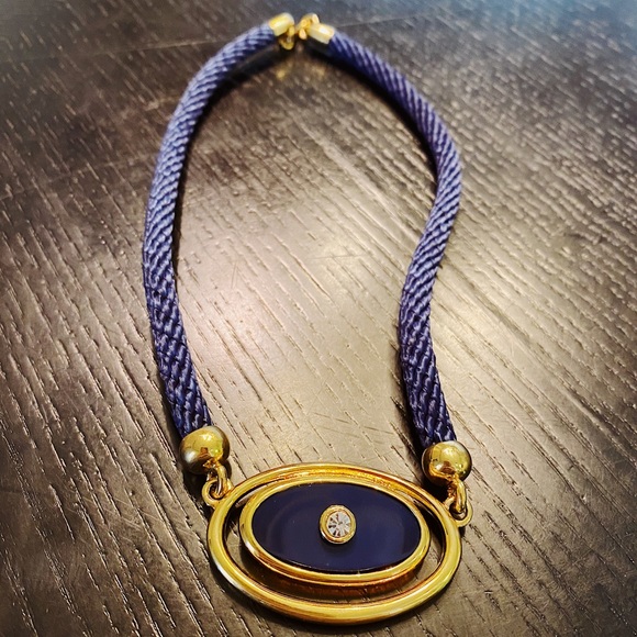 Vintage | Jewelry | Vintage 8s Navy Blue Rope Necklace | Poshmark